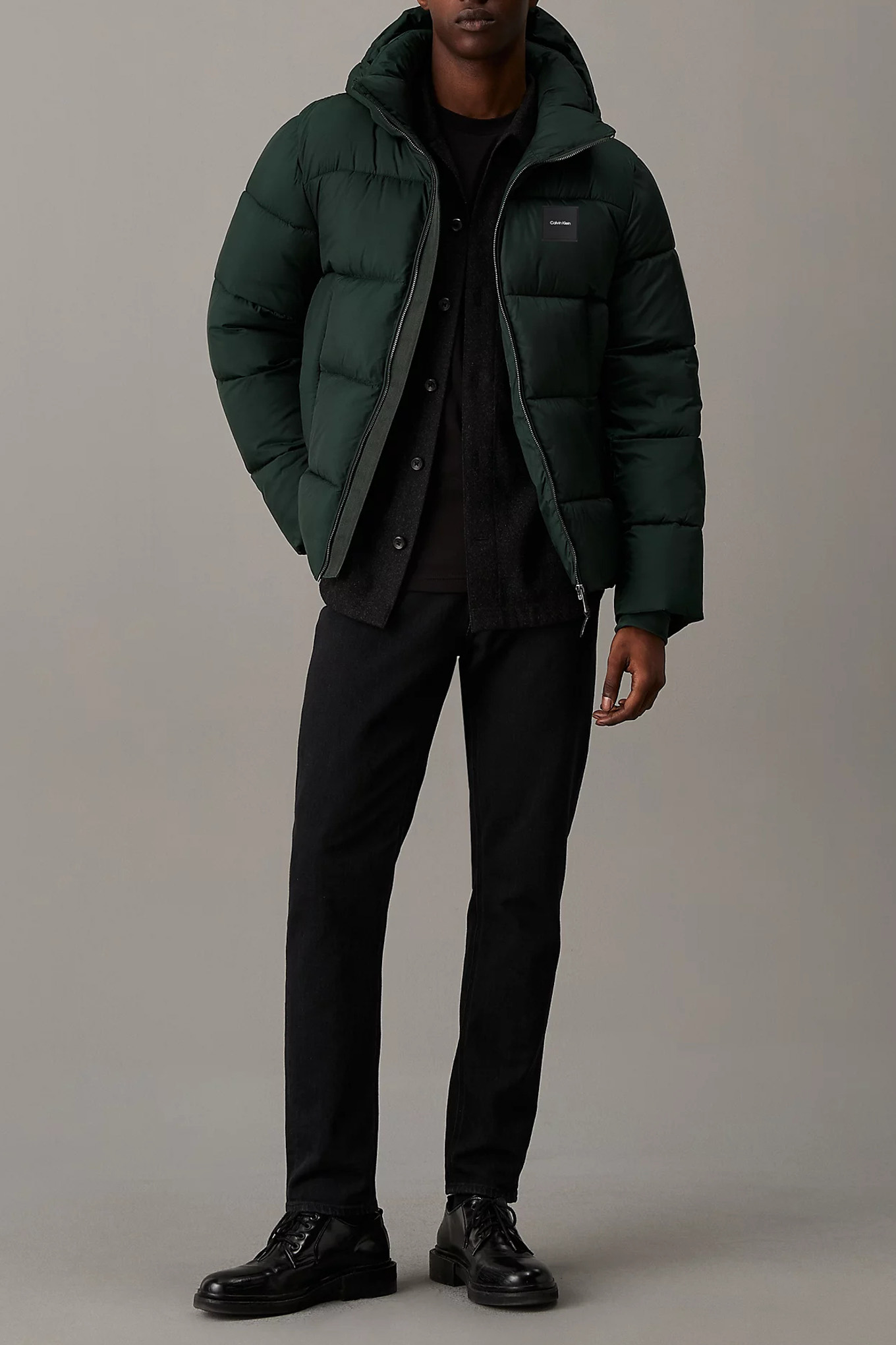 Calvin klein hooded quilted jacket store